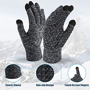 6 Pcs Winter Knit Balaclava Hat Anti Slip Touch Screen Mittens Set Winter Knitted Balaclava Beanie Knitted Winter Hat Thermal Winter Gloves for Men Women Outdoor Sports