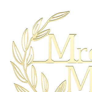 Mr and Mrs Cake Toppers，Cake Toppers for Wedding，Mirrored Gold Acrylic， Bride and Groom Cake Toppers，Wedding, Bridal Shower, Engagement, Anniversary Cake Decorations。