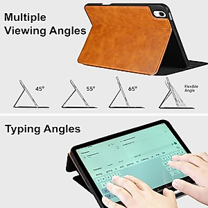 Zinibri for iPad 10th Generation Case Cover 10.9 Inch 2022 2023 A2696 A2757 A2777 with Pencil Holder,PU Leather Multi Angles Stand Slim Protective Case Compatible with iPad 10 Gen,Brown