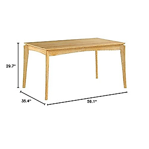 Christopher Knight Home Alma Dining Table, 6-Seater, Rubberwood with Walnut Veneer, Mid-Century, Natural Oak Finish