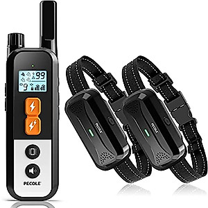 PECOLE Dog Training Collar for 2 Dogs, Shock Collar with Remote for Small Medium Large Dogs, Waterproof Rechargeable Electronic Dog Collars with Beep, Vibration and Shock Modes