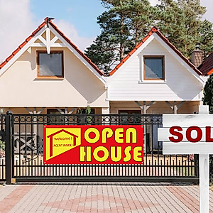 Large Open House Flag Banner for Real Estate Agents for Rent Moving Sale Signs by Owner Yard Sign Door Signs for Business Home Outside Agents Supplies (1)