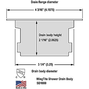 WingTite Pro-Series Shower Drain, Builders Model for New Construction, Installs Entirely from the Top, Chrome