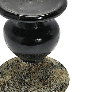 Creative Co-Op 2-Tone Sculptural Terracotta Pillar Candle Holder, Distressed Black