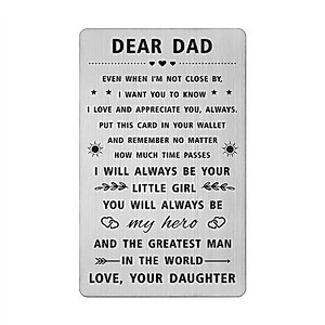 SOUSYOKYO Dad Christmas Gifts from Daughter, Happy Birthday Dad Wallet Card for My Daddy, Personalized Merry Dad Christmas Card, Long Distance Hero Dad Gifts, I love You Dad Present Men Xmas