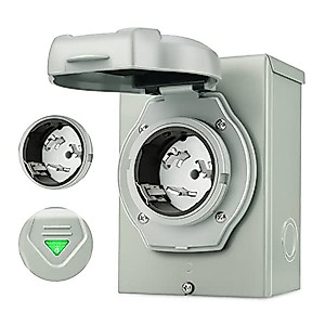BlueFire 50 Amp Generator Power Inlet Box, ETL Listed Generator Transfer Switches 3 Prong, 125/250 Volt, 12500 Watts, SS2-50P Waterproof Enclosed Power Inlet Box for Indoor/Outdoor RV Travel (A)