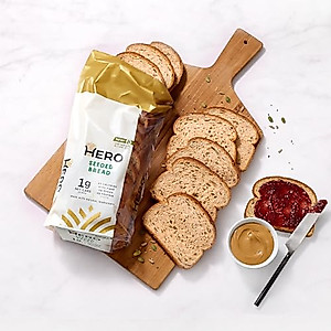 Hero Seeded Bread — Delicious Bread with 1g Net Carb, 0g Sugar, 60 Calories, 12g Fiber per Slice | Tastes Like Regular Bread | Low Carb & Keto Friendly Bread Loaf —15 Slices/Loaf, 2 Loaves