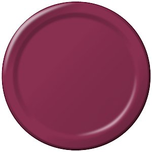 Creative Converting Burgundy Red Round Paper Plates Plastic Table Cover, 7"