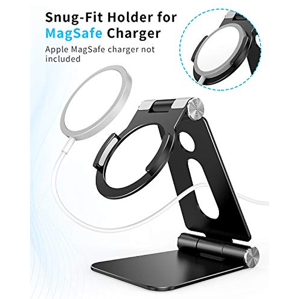 SUPERONE Stand for MagSafe Charger, Foldable Magsafe Charger Stand Aluminum Charging Dock Holder Cradle for iPhone 14 13 12 Pro/Max/Mini/Plus, [MagSafe Charger Not Included]