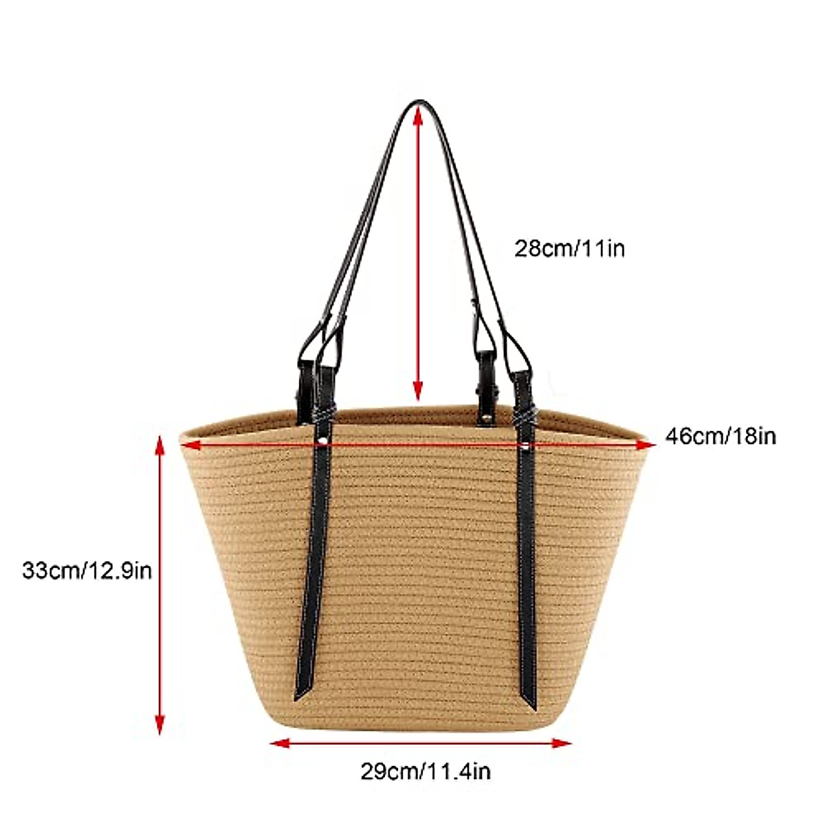 Ayliss Women Large Beach Tote Shoulder Handbag Summer Beach Cotton Crochet Handwoven Weaving Shoulder Purse Bag (Khaki)