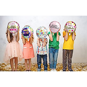 Happy Birthday Foil Balloons Round Mylar Helium Balloon Party Decorations Supplies 6Pcs