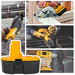 Amsbat 2 Packs 4500mAh High Capacity Ni-Mh DC9096 DC9098 DC9099 DW9096 Battery Replacement for Dewalt 18V Battery XRP Compatible with Dewalt 18 Volt Battery DW9098 DW9099 DE9095 DE9098 DE9091(Yellow)