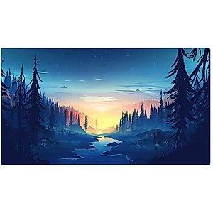 Imegny Large Gaming Mouse Pad, Extended XXL Desk Pad & Non-Slip Rubber Mat for Mice and Keyboard with Stitched Edges （90x40 Fengjing）