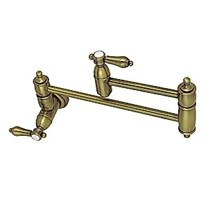 Kingston Brass KS3103BAL Wall Mount Pot Filler Kitchen Faucet, Antique Brass