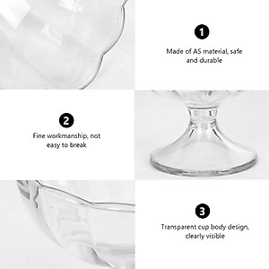 Cabilock Small Dessert Cup with Spoon Cute Footed Tulip Clear Dessert Bowls Cups Perfect for Dessert Sundae Ice Cream Fruit Salad Snack Pudding Cups 2 Sets (4.33x3.54 inch)