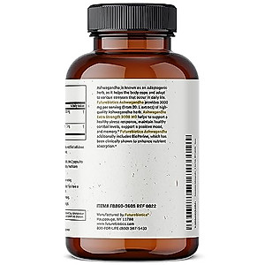 Futurebiotics Ashwagandha Capsules Extra Strength 3000mg - Stress Relief Formula, Natural Mood Support, Stress, Focus, and Energy Support Supplement, 360 Capsules