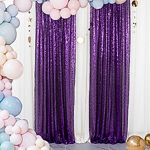 Sequin Curtains 2 Panels Purple 2FTx8FT Sequin Photo Backdrop Royal Purple Sequin Backdrop Curtain Pack of 2-1011E