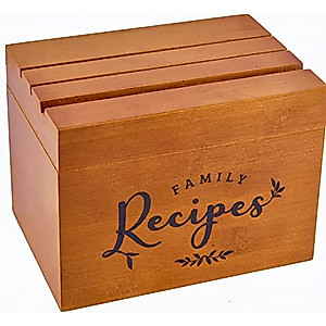 Lumicook Wood Recipe Box – with 120 4x6 inch Cards and 7 Dividers – Eco Friendly Light Brown Bamboo Wood Recipe Holder – Gift for Mom, Women, Wedding, Christmas