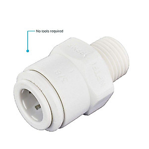 John Guest 3/8 Inch OD x 1/4 Inch NPT Male Connector, Push to Connect Plastic Plumbing Fitting, PP011222WP