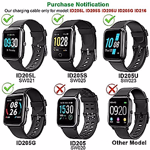 Nicempty VeryFit Smart Watch Charger USB Magnetic Smartwatch Replacement Charging Cable Cord (2 Pack)