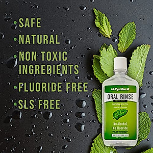 XyloBurst Fresh Breath Oral Rinse Mouth Wash with Natural Xylitol - Alcohol-Free, Fluoride Free, SLS Free Cool Mint (3 Pack 16 Ounce)