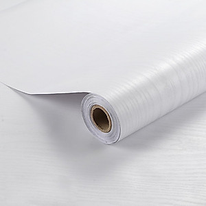 Yifely Solid White Wood Grain Shelving Paper Removable Vinyl Shelf Liner Door Table Cabinet Sticker 17.7 Inch by 9.8 Feet