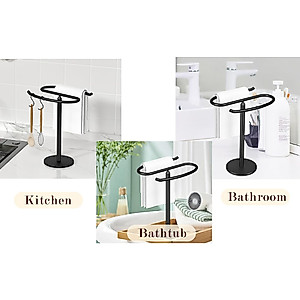 Wotendy Hand Towel Holder Stand for Bathroom, 13 Inch Black Stand Towel Bar, S-Shape Countertop Towel Stand, Stainless Steel Towel Bar Rack Stand, Tower Bar for Bathroom Kitchen Vanity Countertop