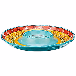 Certified International Valencia Chip & Dip 13.25",Red, Blue