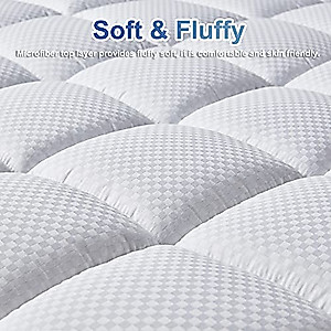 MATBEBY Bedding Quilted Fitted King Mattress Pad Cooling Breathable Fluffy Soft Mattress Pad Stretches up to 21 Inch Deep, King Size, White, Mattress Topper Mattress Protector