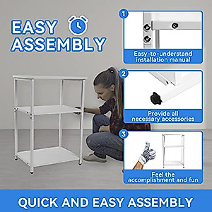 NO MORE TAG 3 Tier End Tables, 3 Shelf Wooden Storage Shelf Small Bedside Table for Office, Premium Wood Coffee Table for Living Room, Kitchen, Home Office, Balcony (White， 1pcs)