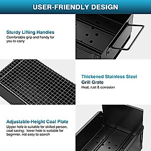 IRONWALLS Portable Charcoal Grill 32 Inch, Black Folding Stainless Steel Barbecue Grill for Outdoor Cooking, Large Lamb Skewer Grill for Patio, Party, Picnic, Travel, Camping, Home & Commercial Use