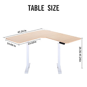 UNICOO L Shaped Dual Motor Electric Height Adjustable Standing Desk, Computer Corner Desk, L Shaped Standing Desk, Standing Desk L Shape, Standing L Desk for Home Office (Light Oak)