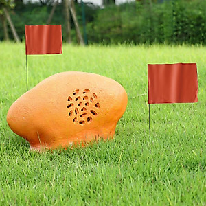 100 Pack Marking Flags 4-Inch by 5-Inch Stake Flags with 18-Inch Wire Staffs (Orange)