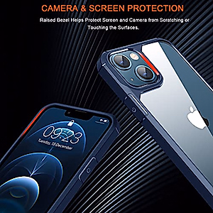 TENDLIN Compatible with iPhone 13 Mini Case Crystal Clear Hard Back Soft Bumper Protective Case (Blue)