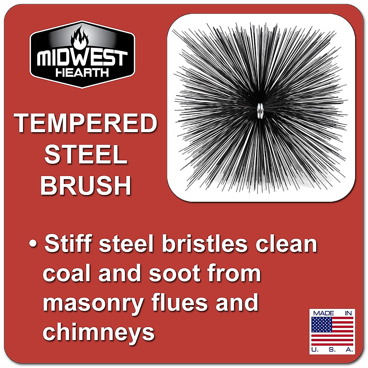 Midwest Hearth Square Wire Chimney Cleaning Brush (12-Inch Square) Made in USA