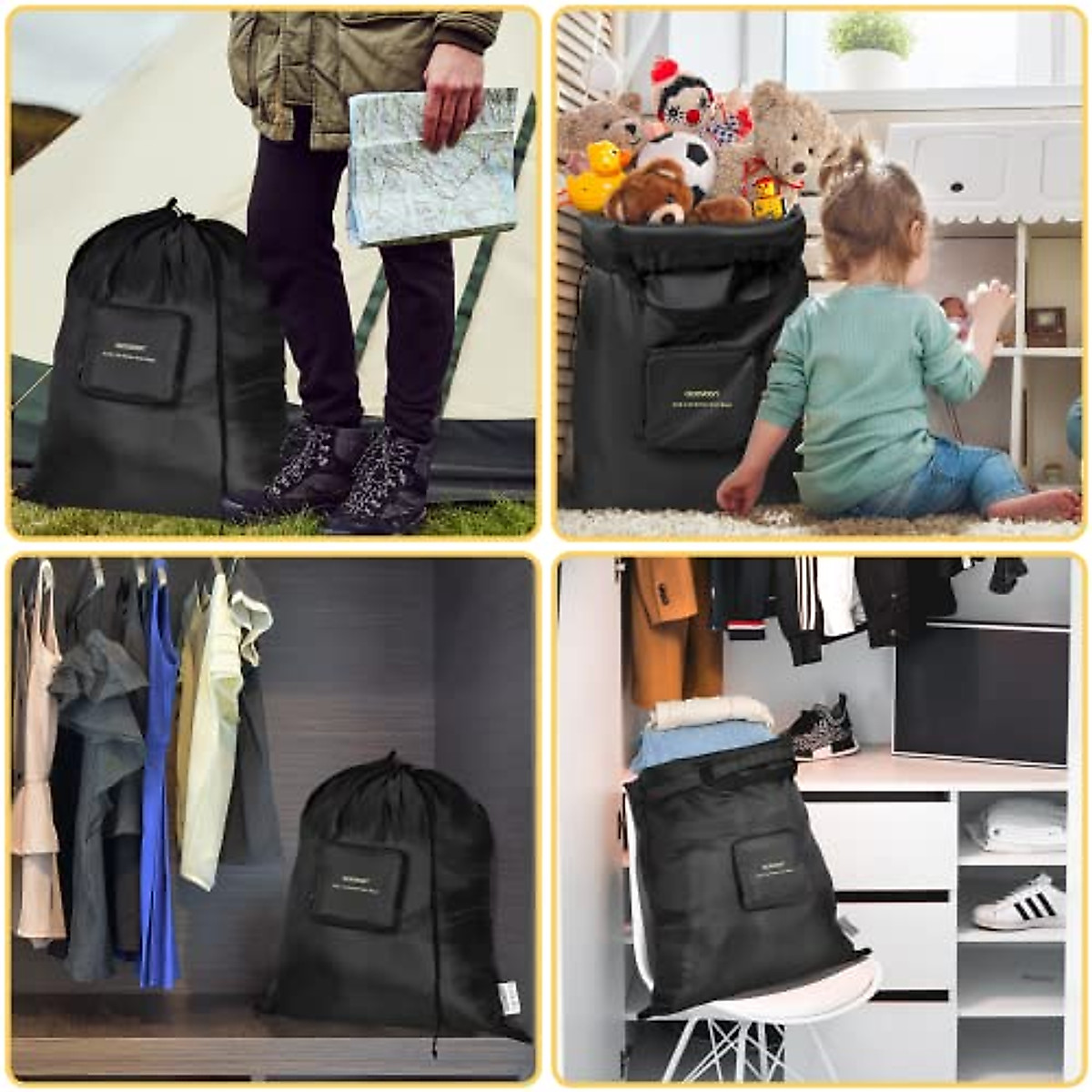 aceyoon 2PCS Extra Large Travel Laundry Bag, 43.5x27.6 inch Collapsible Drawstring Dirty Clothes Storage Bag Waterproof Travel Organizer Bags Fit for Home Travel and College Dorm