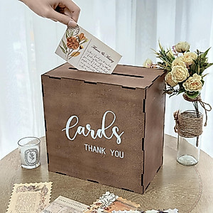 OurWarm Wedding Card Box with Slot, Wood Gift Card Box for Wedding Reception, Rustic Wooden Envelope Money Box for Wedding Party Birthday Bridal Shower Baby Shower Graduation Decorations