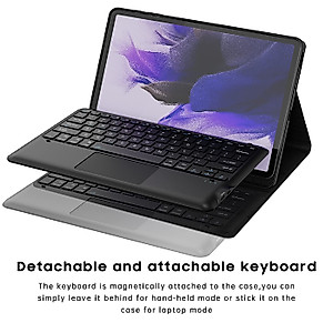 DOMEUN Keyboard Case for Samsung Galaxy Tab S7 FE 12.4" 2021 - Smart Wireless Waterproof Detachable Magnetic Tablet Trackpad Keyboard Cover for S7 FE SM-T730/T736 with S Pen Holder (Black)
