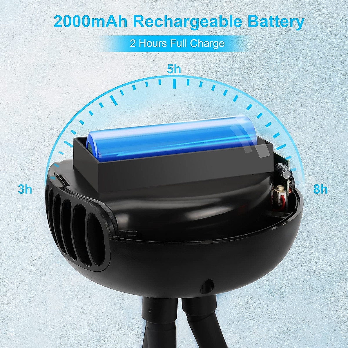 TAECCL Stroller Fan Bladeless Portable Fan Mini Fan with Flexible Tripod, Clip on Fan 3 Speeds Rechargeable Battery Operated Fan for Stroller, Car Seat, Crib, Bike and Desktop - Black