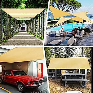 Sun Shades Outdoor Shade Sails Water Permeable & 95% Rectangle UV Block Shade Sail Patio Shades for Outside Shade Cloth for Gardens Back Yard Backyard ​Patio (6.5ft x 10ft, Beige)