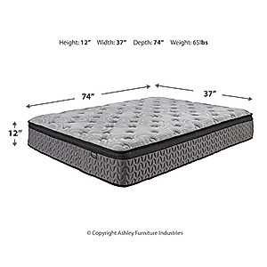 Signature Design by Ashley Twin Size Augusta2 Mattress 12 Inch Euro Pillow Top Hybrid Mattress with Lumbar Support Gel Memory Foam