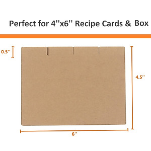 Recipe Card Dividers 4x6 with Tabs (Set of 24) Includes Printed Cooking Tips Recipe Box Dividers Made of Thick Cardstock Best Kitchen Gift (Kraft)