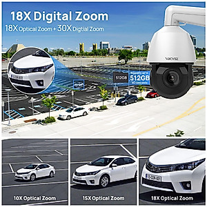 VIKVIZ 4K 8MP PTZ POE IP Camera Outdoor,Pan Tilt 18X Optical Zoom, Human Auto Tracking,Human/Vehicle Detection,Two-Way Talk,328ft IR Night Vision,PTZ Security Camera with MicroSD 512GB