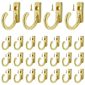 Auvotuis 100Pcs Wall Mounted Single Hooks, Small Coat Hooks Hanger Modern Robe Hooks with Screws for Keys, Cups, Hats, Towel (Gold)