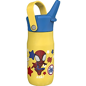 Zak Designs Harmony Marvel Spidey and His Amazing Friends Kid Water Bottle for Travel or At Home, 14oz Recycled Stainless Steel is Leak-Proof When Closed and Vacuum Insulated (Spiderman)