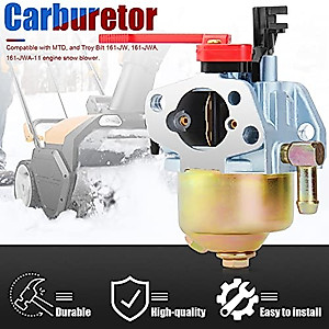 YOFMOO Carburetor Kit Compatible for MTD Troy Bilt 161-JW 161-JWA 2P70M0A-D 2P70MU 161SA 161S 40021MS 751-10956 751-10956A 751/951-12612 951-10956 951-10956A 751/951-14018 31A 2008-2010