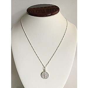 925 STERLING SILVER SAINT BENEDICT NECKLACE 20" LONG 24X15mm / 925 PLATA ESTERLINA CADENA DE SAN BENITO 20" LARGO