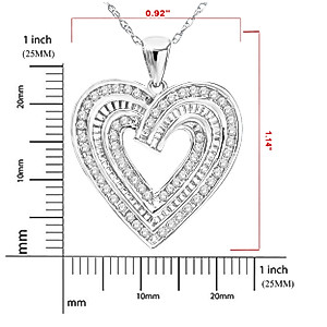 NATALIA DRAKE 1/2 Cttw Diamond Heart Necklace for Women in Rhodium Plated 925 Sterling Silver
