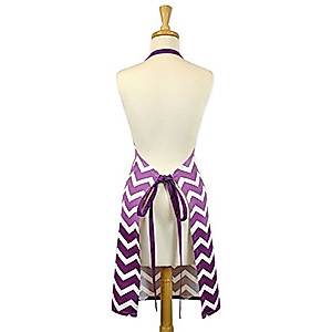DII Chef Style Cotton Apron Adjustable Straps and Large Pocket, Eggplant Ombre