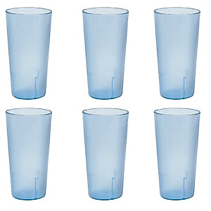 12 oz. (Ounce) Restaurant Tumbler Beverage Cup, Stackable Cups, Break-Resistant Commmerical Plastic, Set of 6 - Blue